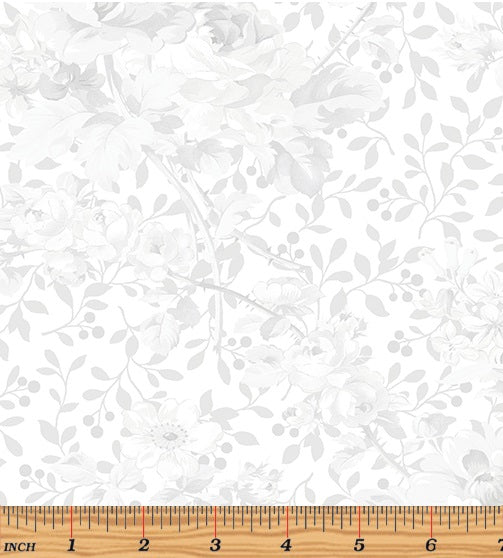 Rose Whispers 108" Wide Backing - Silver| The Bobbin Robin Shop