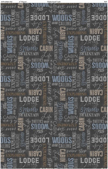 Timberland Trails : Words Dk Grey| The Bobbin Robin Shop
