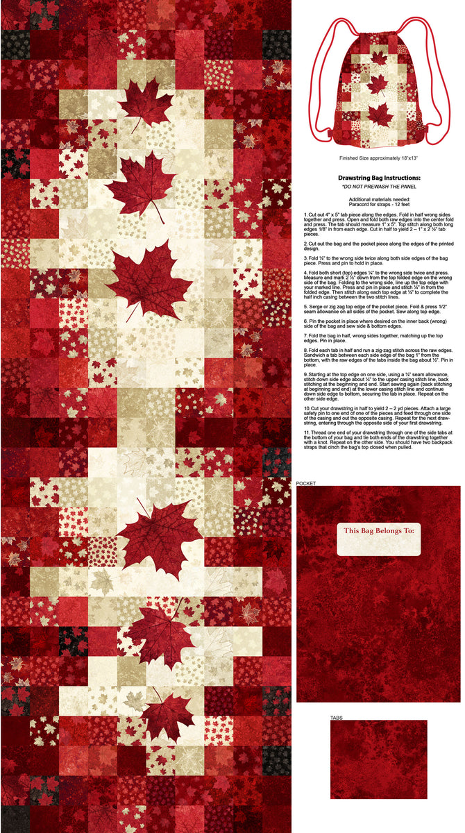 Oh Canada 14 : Canvas Backpack Bag Panel| The Bobbin Robin Shop